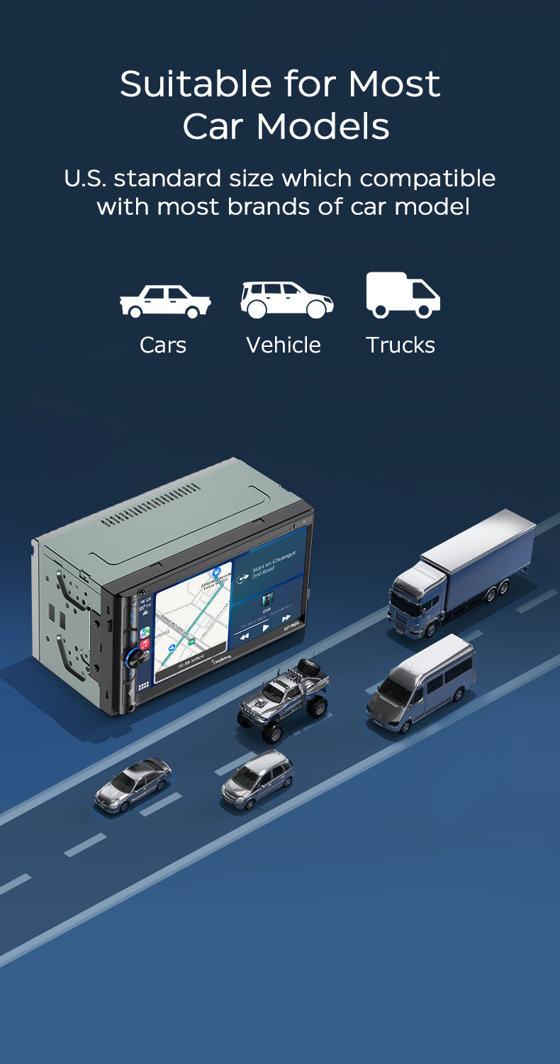 JOY-W006 - Double Din Car Stereo with Wireless Apple Carplay, Android ...