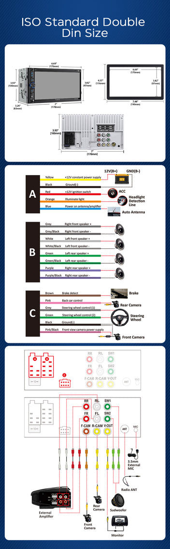 JOY-W006 - Double Din Car Stereo with Wireless Apple Carplay, Android ...