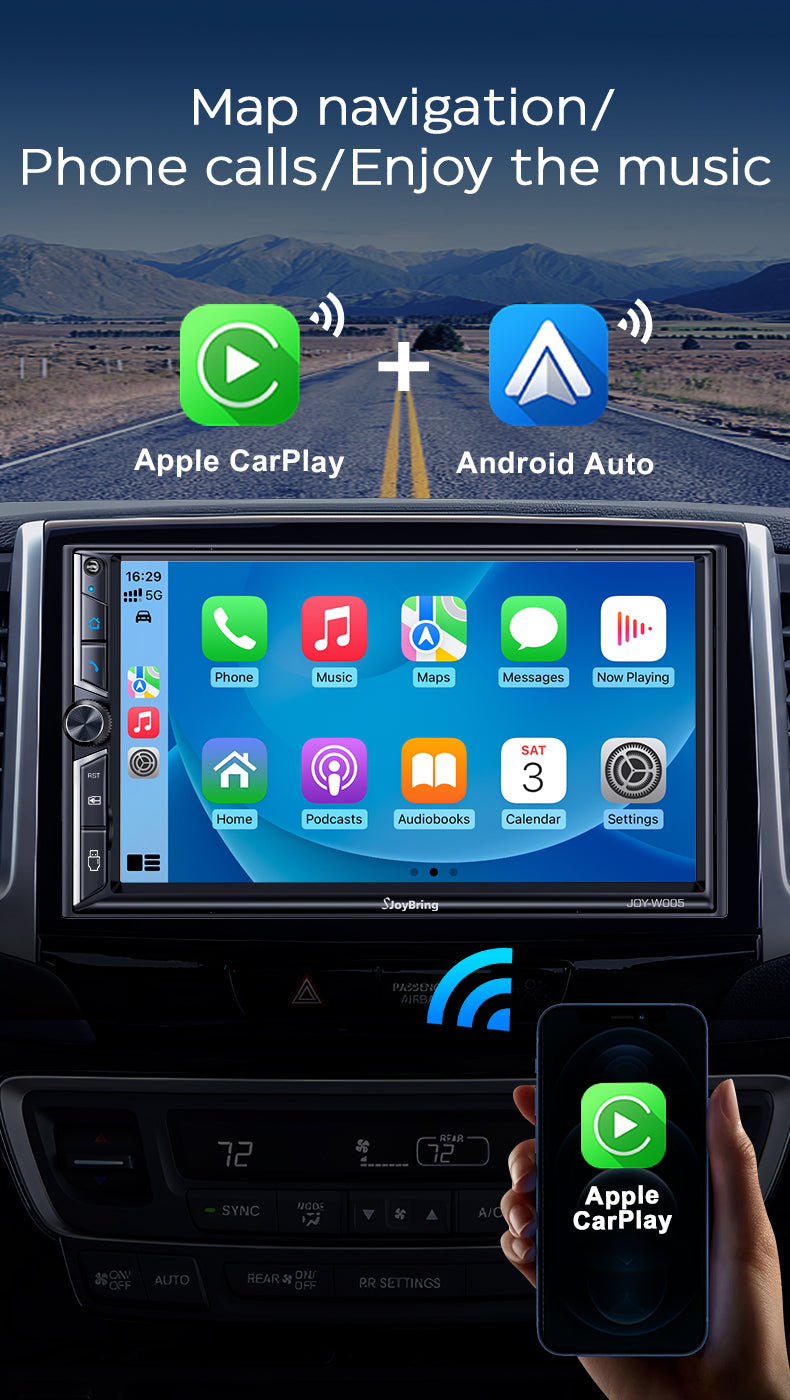 JOY-W005 - Double Din Car Stereo with Wireless Apple Carplay, Android ...