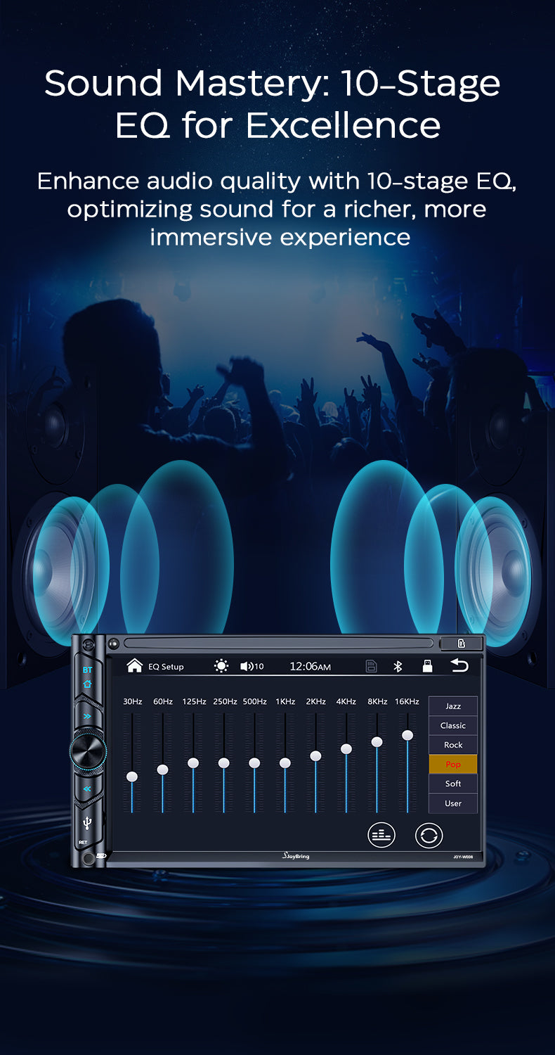 JOY-W006 - Double Din Car Stereo with Wireless Apple Carplay, Android – SJoyBring