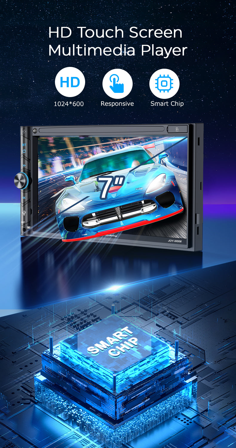 JOY-W006 - Double Din Car Stereo with Wireless Apple Carplay, Android – SJoyBring