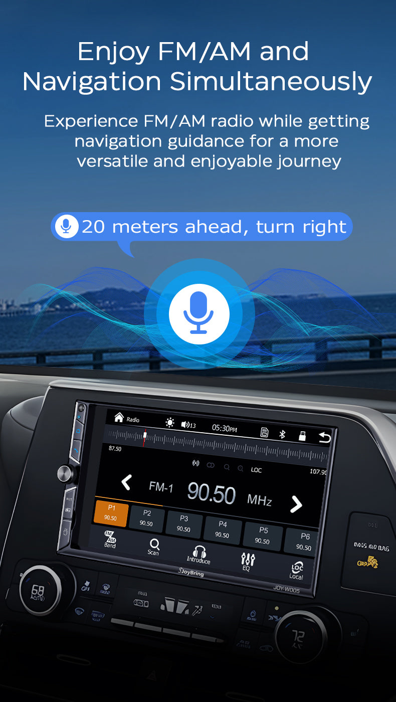 JOY-W005 - Double Din Car Stereo with Wireless Apple Carplay, Android – SJoyBring