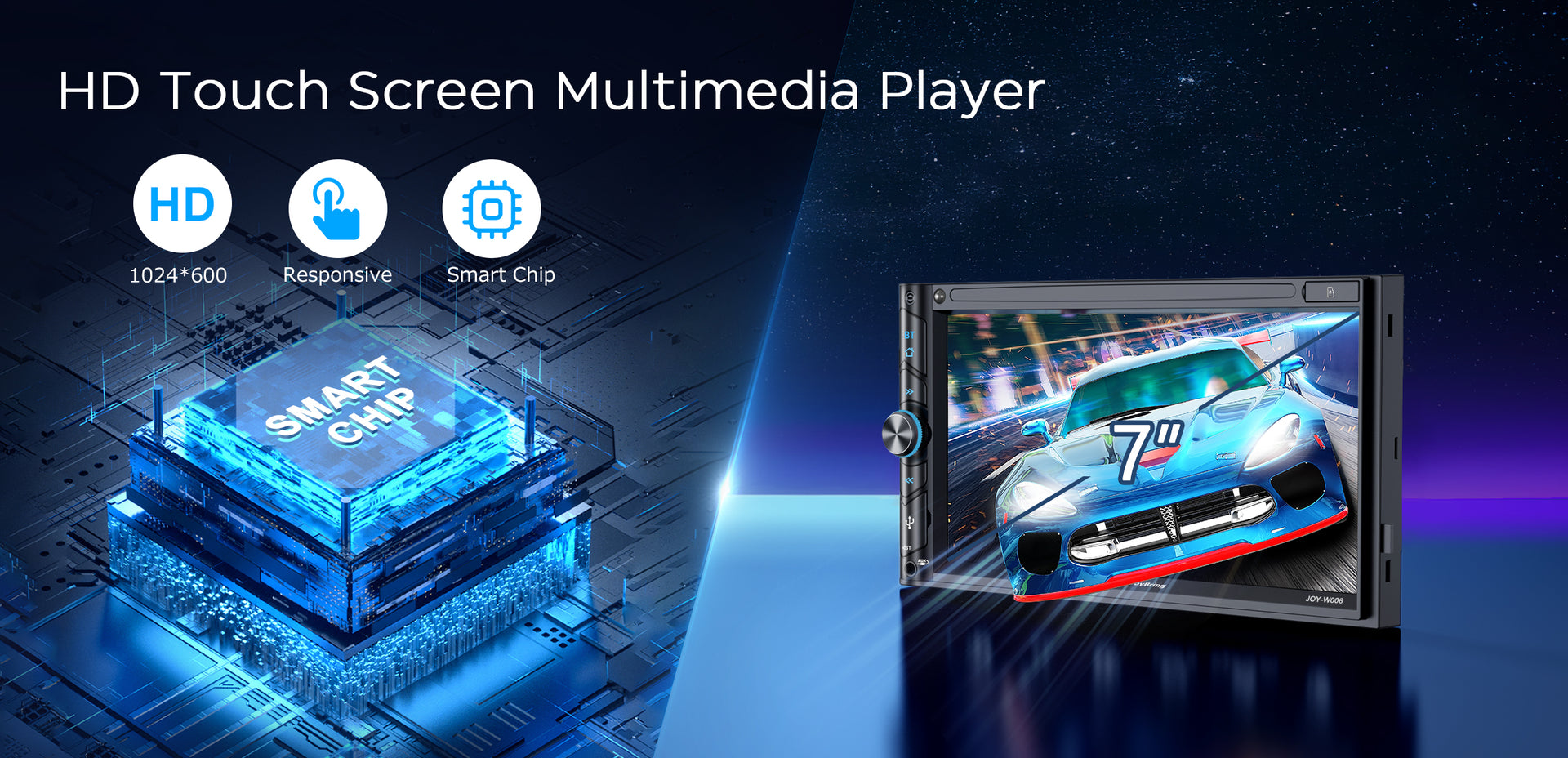 JOY-W006 - Double Din Car Stereo with Wireless Apple Carplay, Android ...