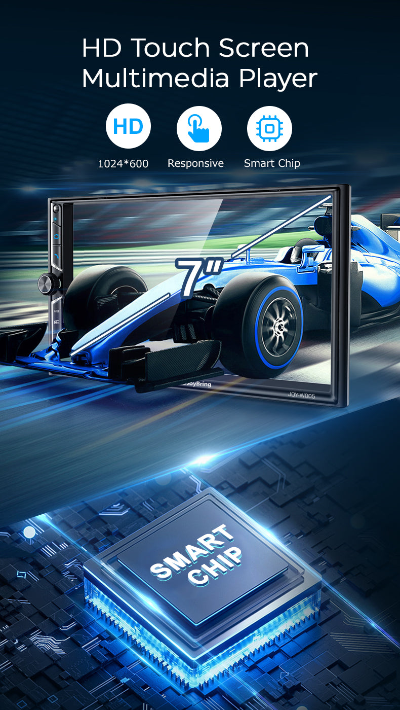 JOY-W005 - Double Din Car Stereo with Wireless Apple Carplay, Android – SJoyBring