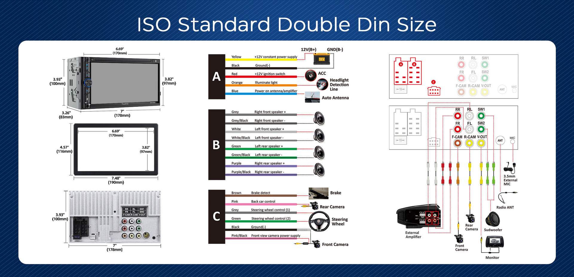 JOY-W006 - Double Din Car Stereo with Wireless Apple Carplay, Android – SJoyBring