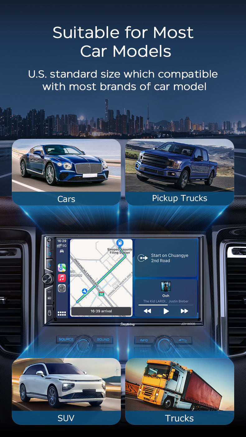 JOY-W005 - Double Din Car Stereo with Wireless Apple Carplay, Android ...