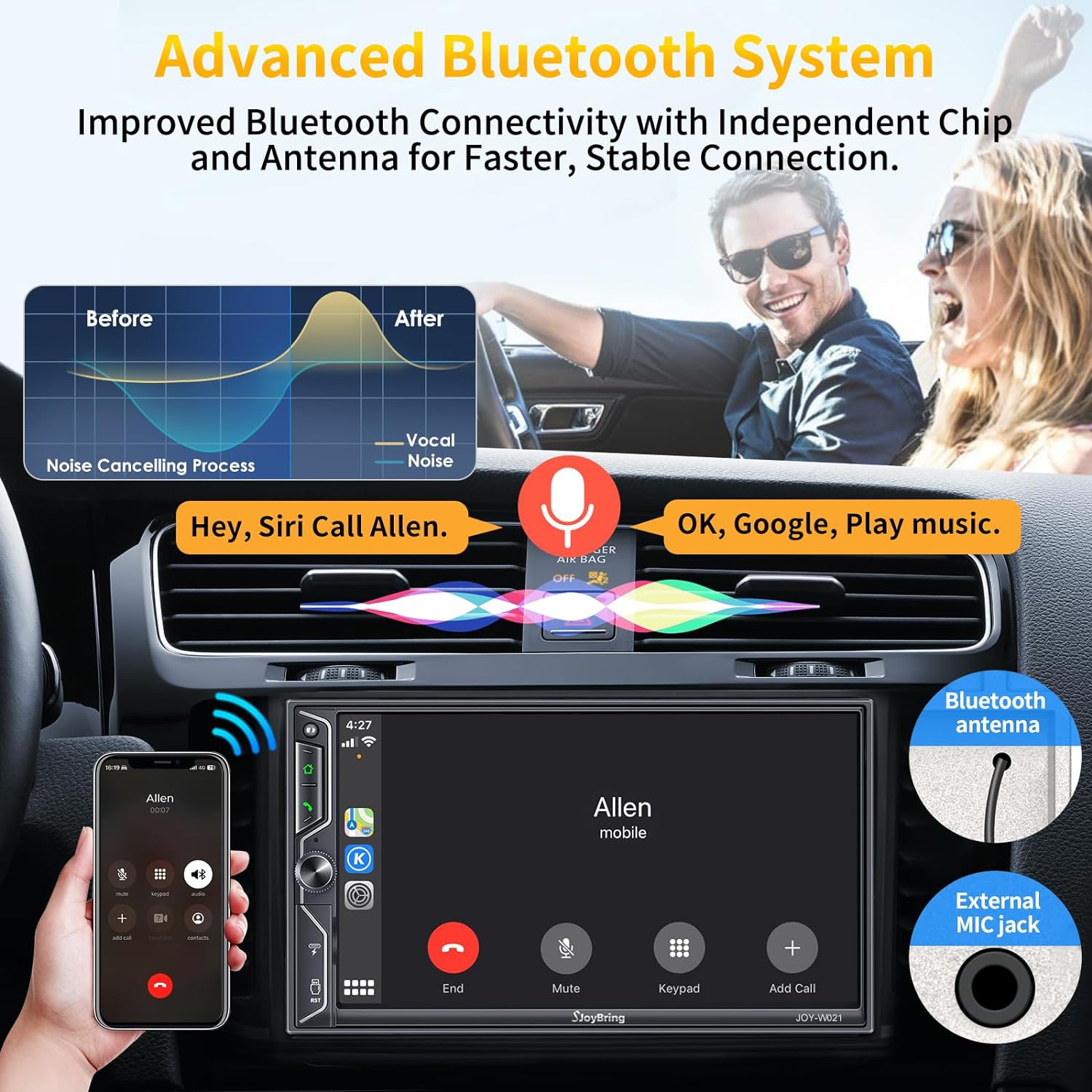 JOY-W021 - Double Din Car Stereo with Wireless Apple Carplay, Android ...